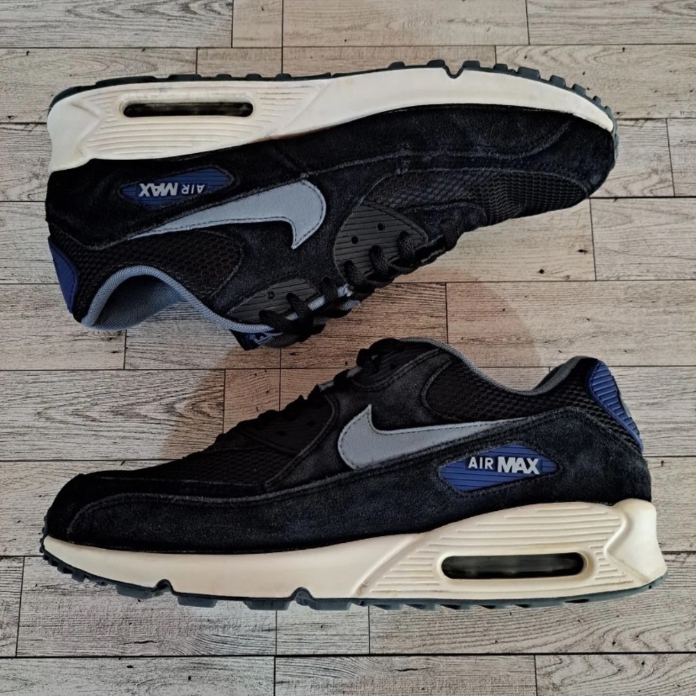 Men's Nike Air Max 90 Essential Black Blue - Gem